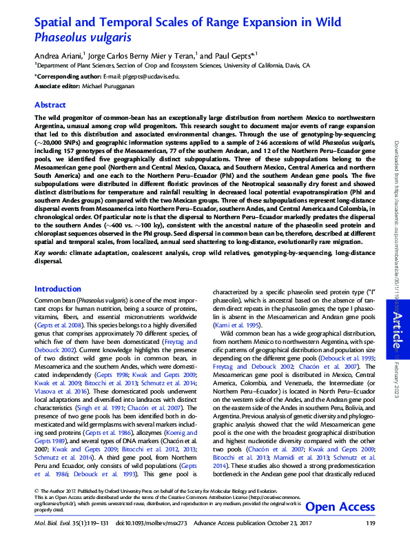 (PDF) Spatial and Temporal Scales of Range Expansion in Wild Phaseolus ...