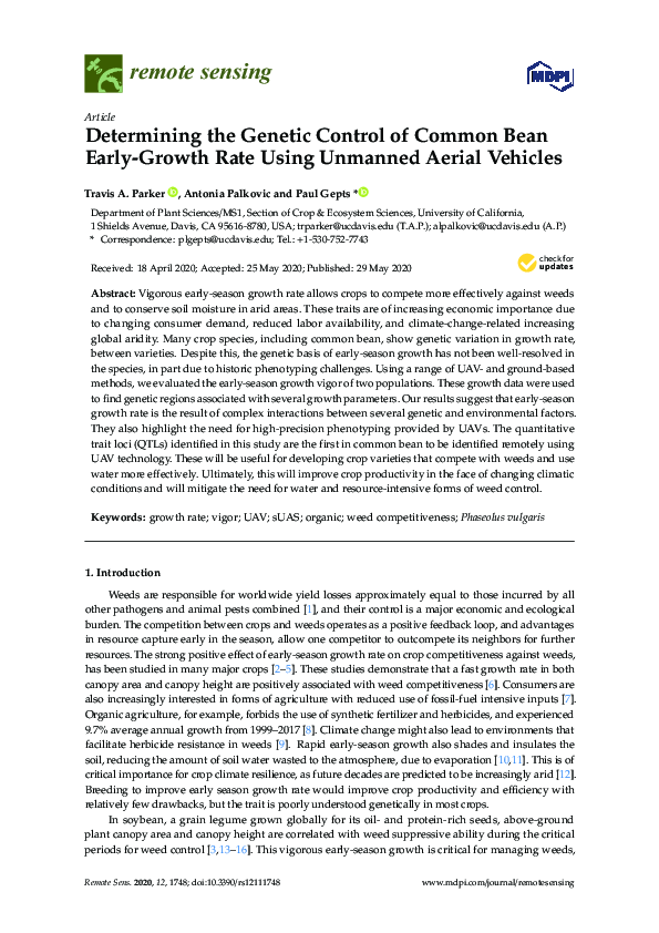 (PDF) Determining the Genetic Control of Common Bean Early-Growth Rate ...