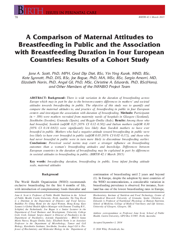 (PDF) A Comparison of Maternal Attitudes to Breastfeeding in Public and ...