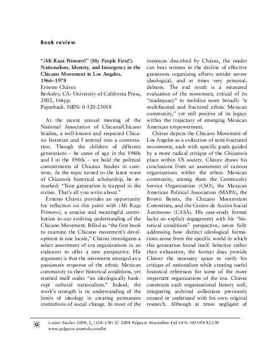 (PDF) “¡Mi Raza Primero!” (My People First!): Nationalism, Identity ...