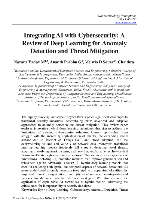 Pdf Integrating Ai With Cybersecurity A Review Of Deep Learning For Anomaly Detection And