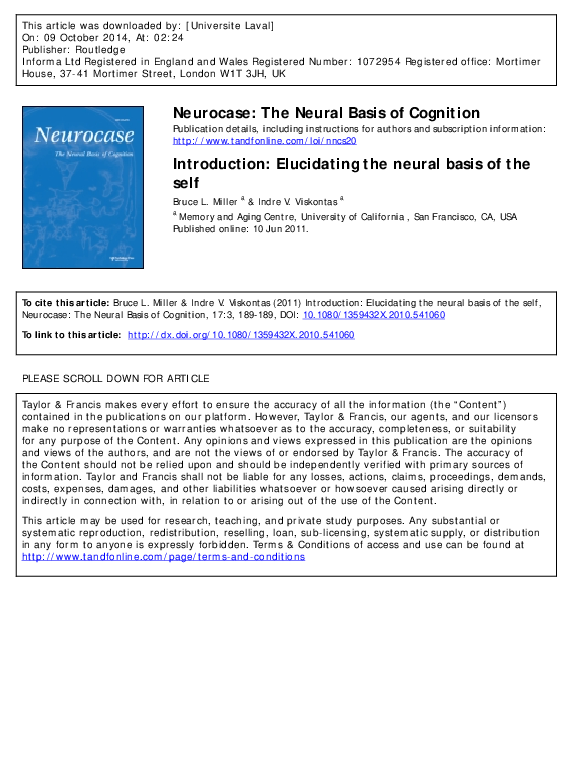 (PDF) Introduction: Elucidating the neural basis of the self
