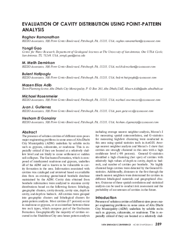 (PDF) Evaluation of Cavity Distribution Using Point-Pattern Analysis