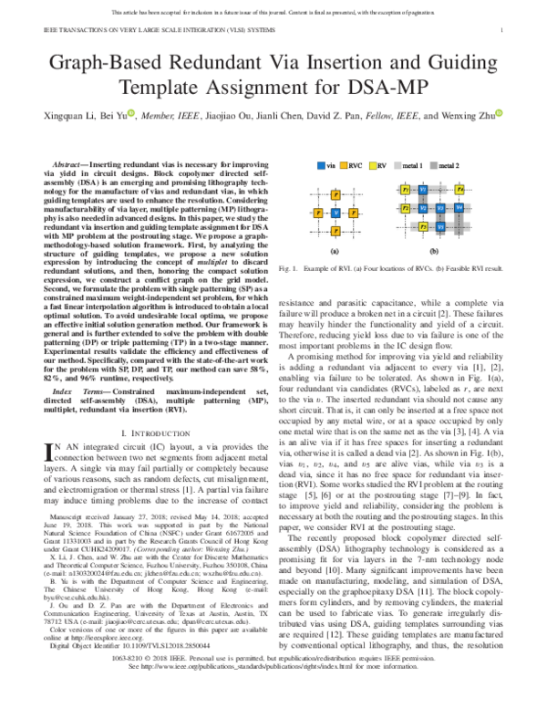 (PDF) Graph-Based Redundant Via Insertion and Guiding Template Assignment for DSA-MP