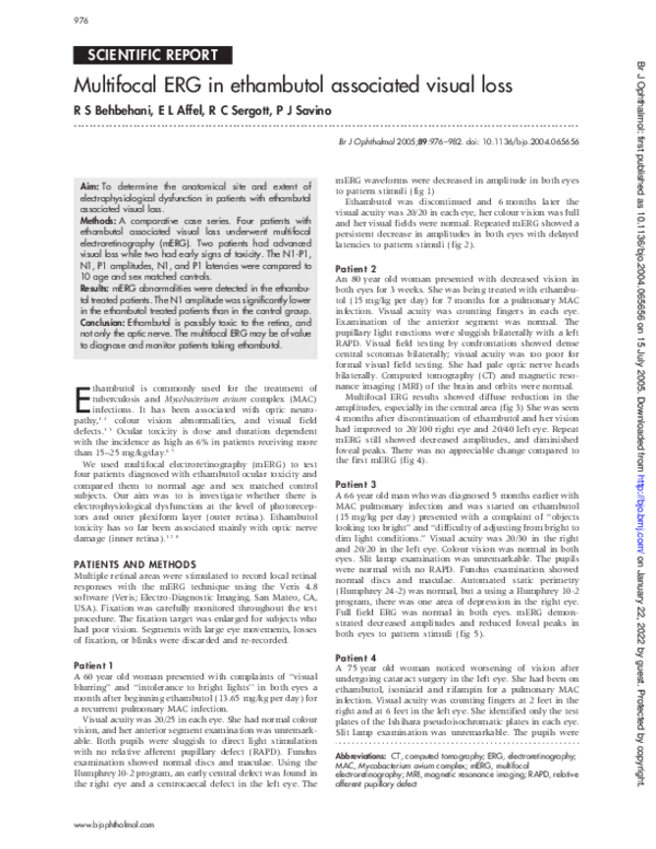 (PDF) Multifocal ERG in ethambutol associated visual loss | Raed ...