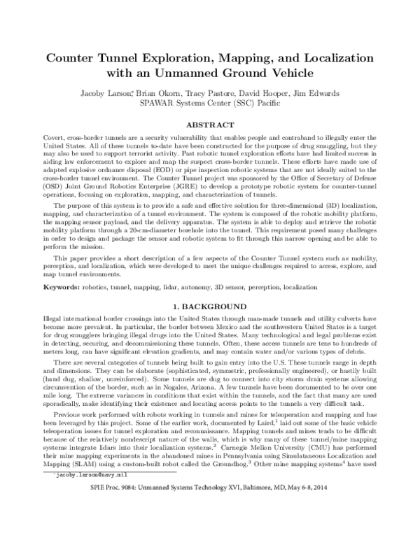 (PDF) Counter tunnel exploration, mapping, and localization with an ...