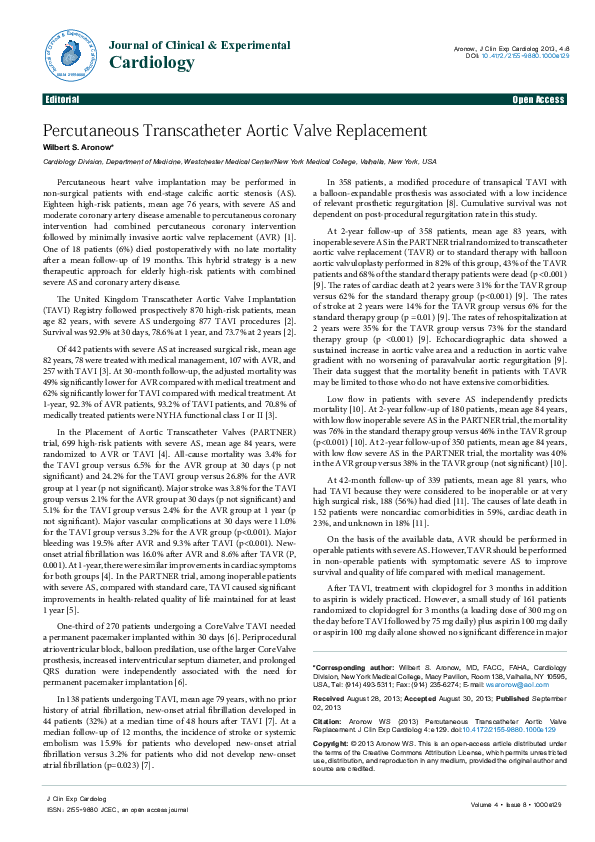 (PDF) Percutaneous Transcatheter Aortic Valve Replacement