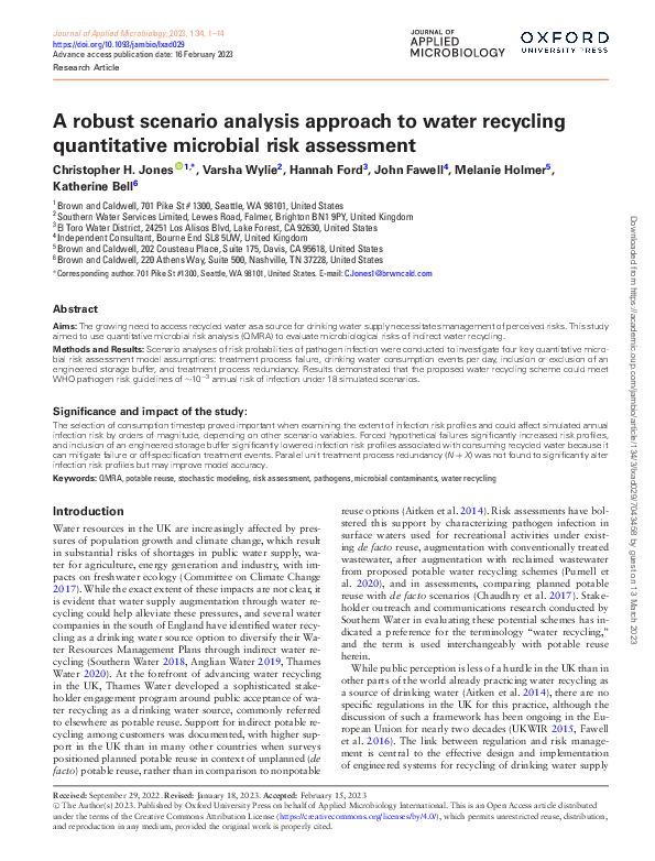 (PDF) A robust scenario analysis approach to water recycling quantitative microbial risk ...
