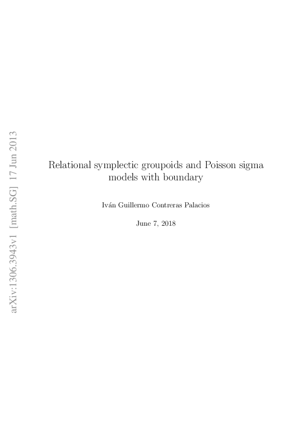 (PDF) Relational symplectic groupoids and Poisson sigma models with ...
