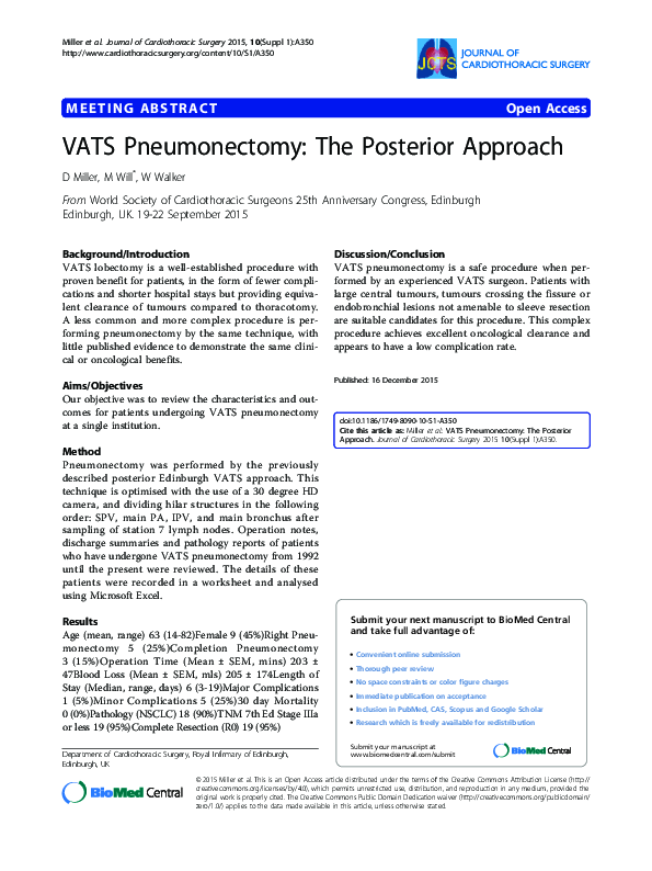 (PDF) VATS Pneumonectomy: The Posterior Approach | Malcolm Will ...