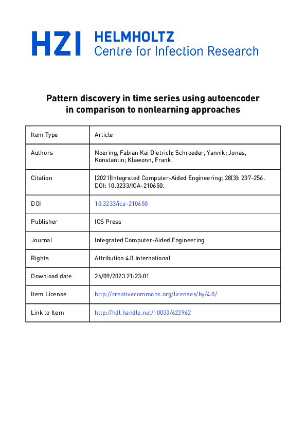 Pdf Pattern Discovery In Time Series Using Autoencoder In Comparison