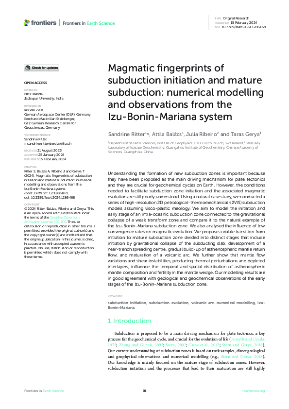 (PDF) Magmatic fingerprints of subduction initiation and mature ...