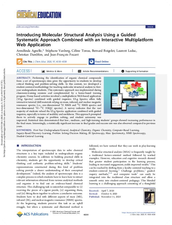 (PDF) Introducing Molecular Structural Analysis Using a Guided Systematic Approach Combined with ...