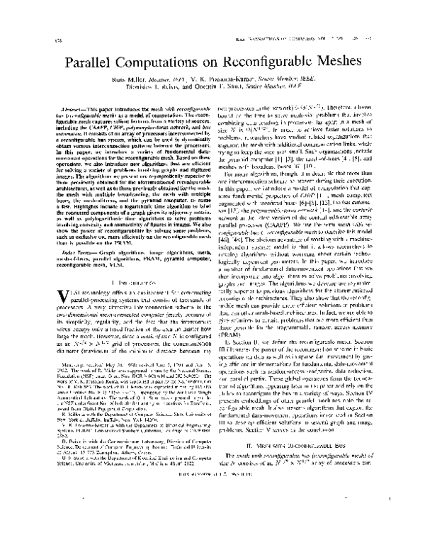 (PDF) Parallel computations on reconfigurable meshes | Dionysios Reisis - Academia.edu