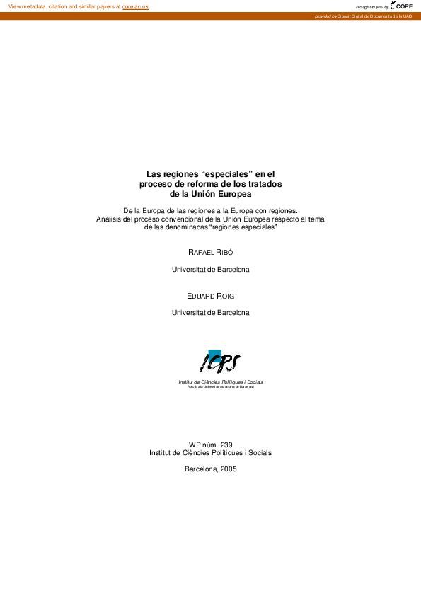 (PDF) Las Regiones "especiales" en el proceso de reforma de los ...