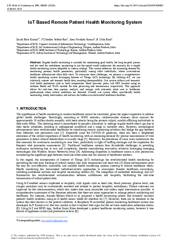 (PDF) IoT Based Remote Patient Health Monitoring System