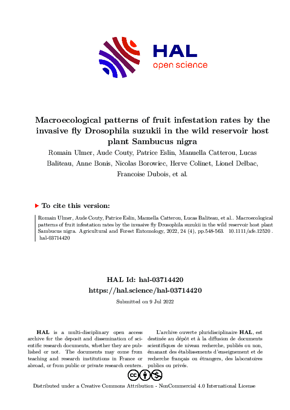 (PDF) Factors Affecting Drosophila suzukii Infestation in Sambucus