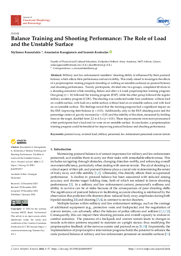 (PDF) Balance Training and Shooting Performance: The Role of Load and ...