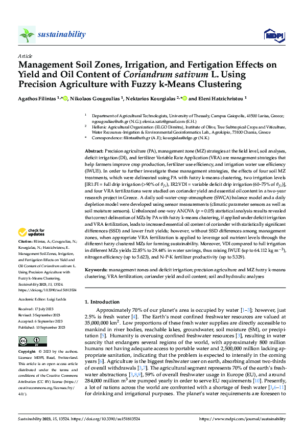 (PDF) Management Soil Zones, Irrigation, and Fertigation Effects on Yield and Oil Content of ...
