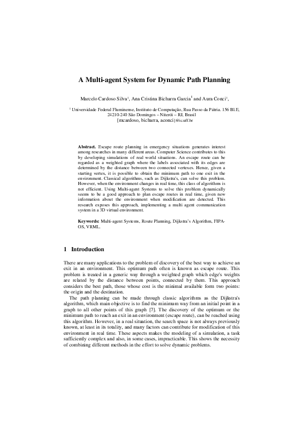 (PDF) A Multi-agent System for Dynamic Path Planning