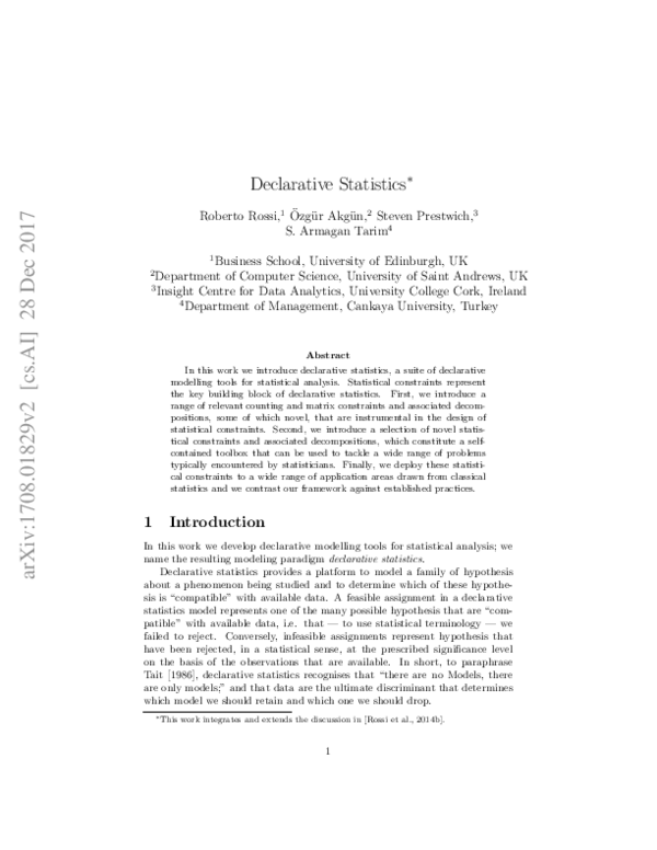 (PDF) Declarative Statistics