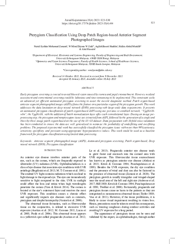 (PDF) Pterygium Classification Using Deep Patch Region-based Anterior Segment Photographed Images
