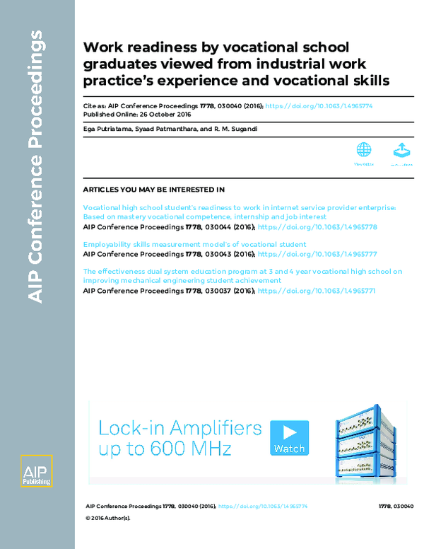 (PDF) Work readiness by vocational school graduates viewed from ...
