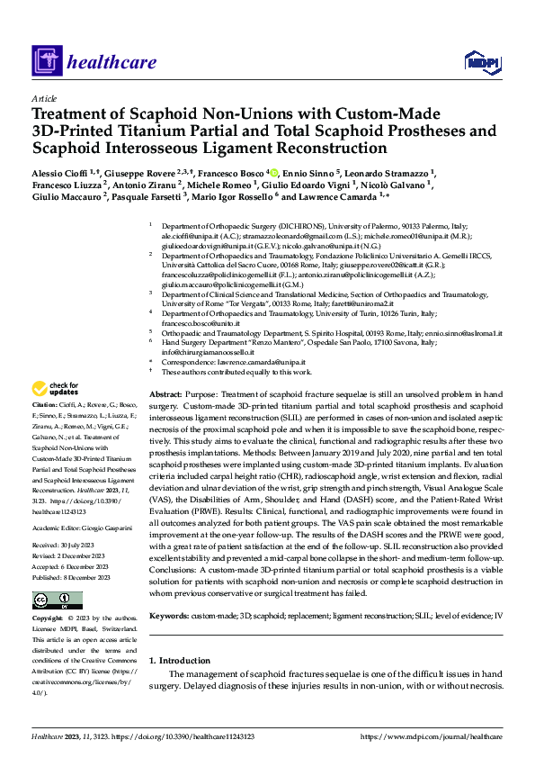 (PDF) Treatment of Scaphoid Non-Unions with Custom-Made 3D-Printed ...