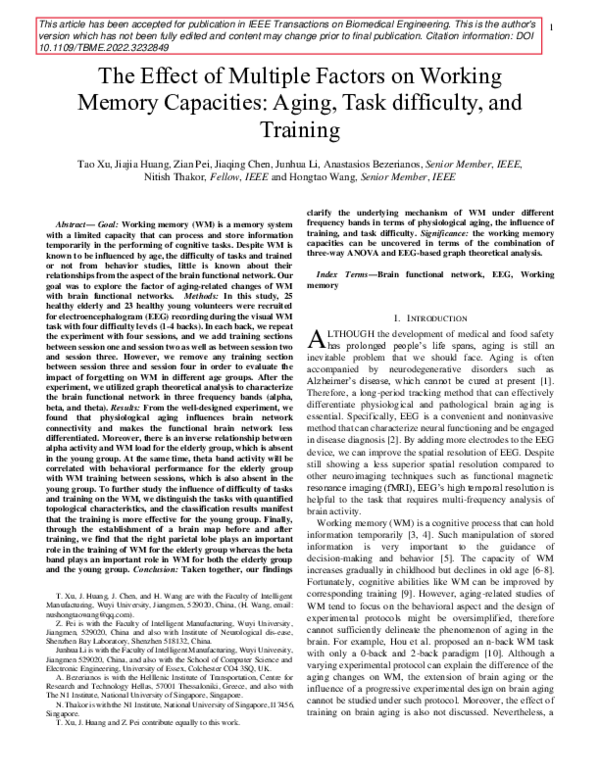 (PDF) The Effect of Multiple Factors on Working Memory Capacities ...