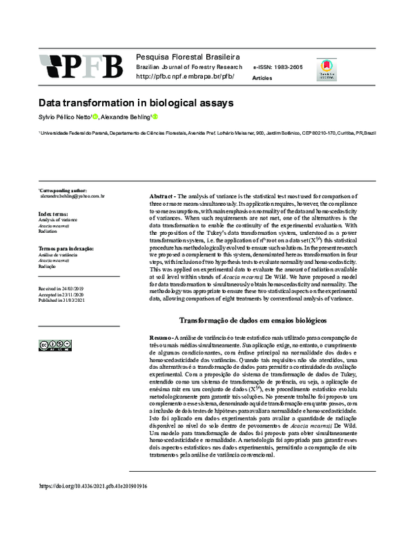(PDF) Data transformation in biological assays