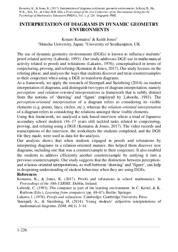 (PDF) Interpretation of diagrams in dynamic geometry environments