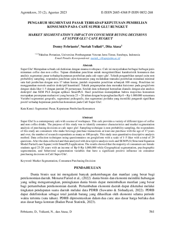 (PDF) Pengaruh Segmentasi Pasar Terhadap Keputusan Pembelian Konsumen ...
