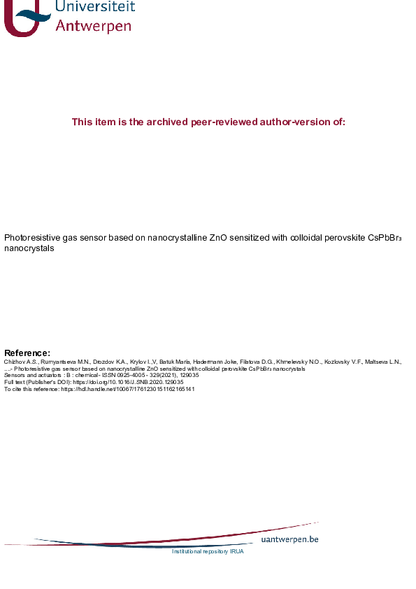 (PDF) Photoresistive gas sensor based on nanocrystalline ZnO sensitized ...