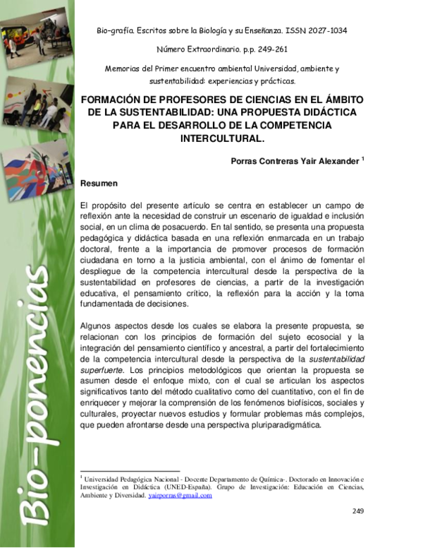 (PDF) Formación De Profesores De Ciencias en El Ámbito De La Sustentabilidad: Una Propuesta ...