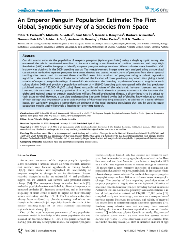 (PDF) An Emperor Penguin Population Estimate: The First Global ...