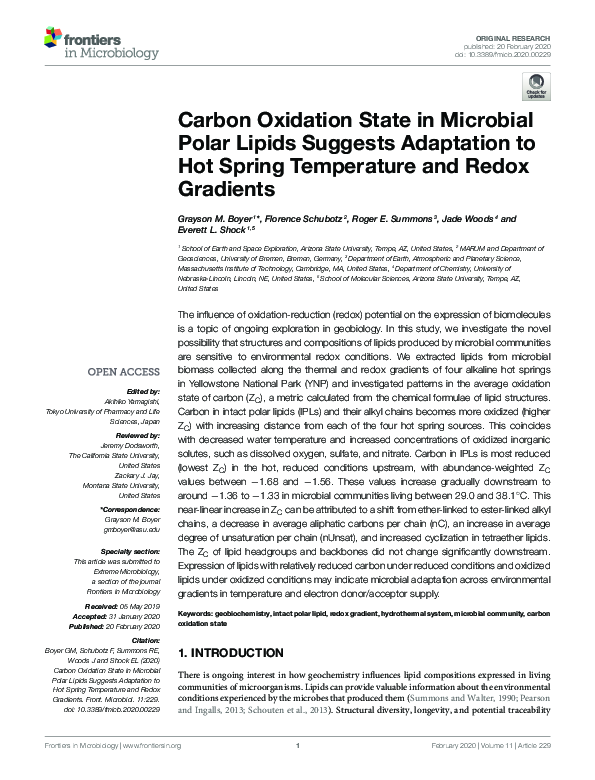 (PDF) Carbon Oxidation State in Microbial Polar Lipids Suggests ...