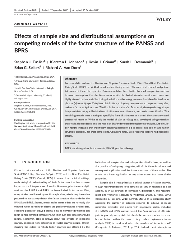 Pdf Effects Of Sample Size And Distributional Assumptions On
