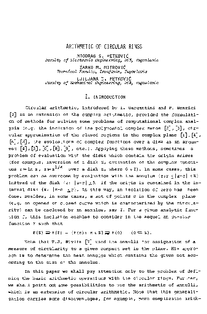 (PDF) Arithmetic of circular rings