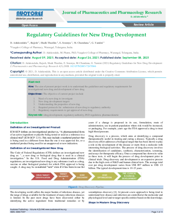 (PDF) Regulatory Guidelines for New Drug Development