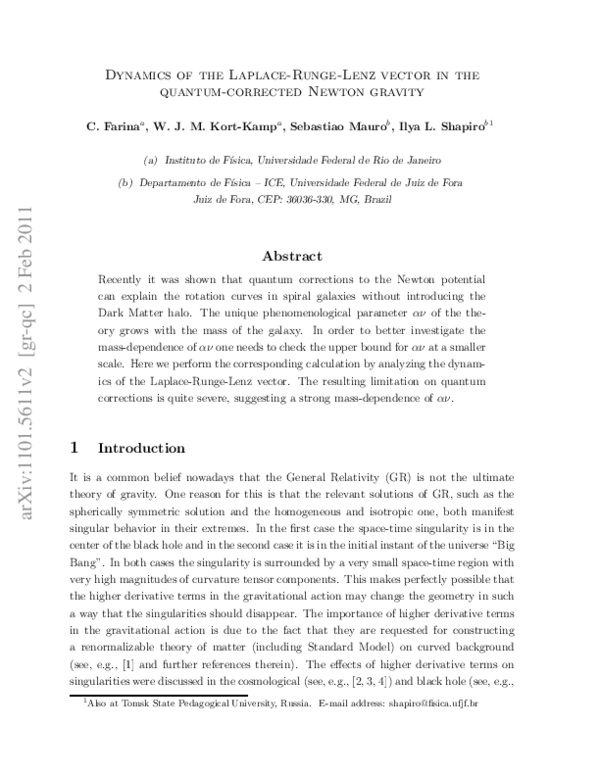 (PDF) Dynamics of the Laplace-Runge-Lenz vector in the quantum ...