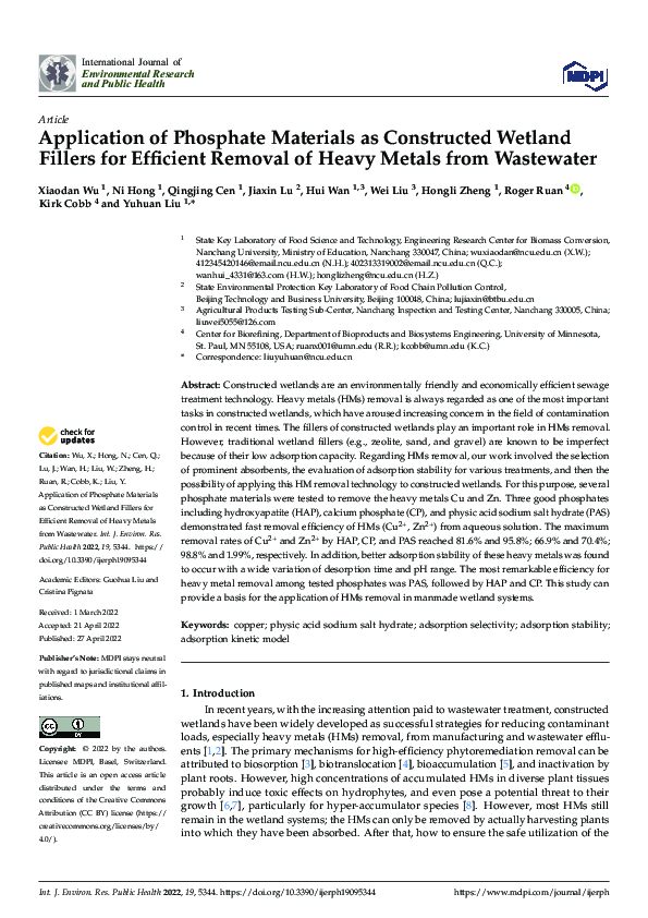 (PDF) Application of Phosphate Materials as Constructed Wetland Fillers ...