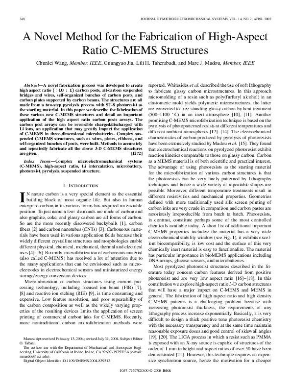 (PDF) A novel method for the fabrication of high-aspect ratio C-MEMS ...