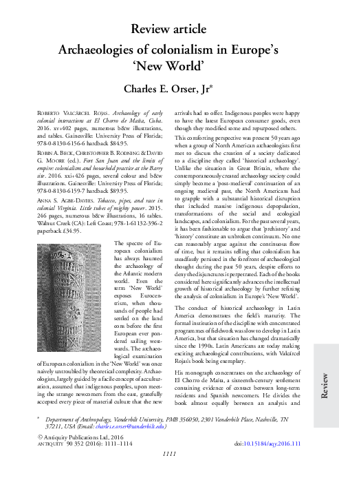 (PDF) Archaeologies of colonialism in Europe's ‘New World’