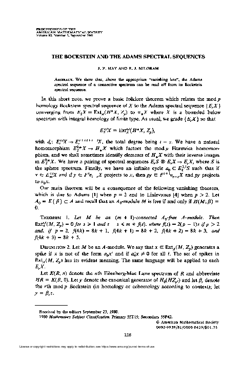 (PDF) The Bockstein and the Adams Spectral Sequences