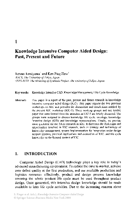 (PDF) Knowledge Intensive Computer Aided Design: Past, Present and ...