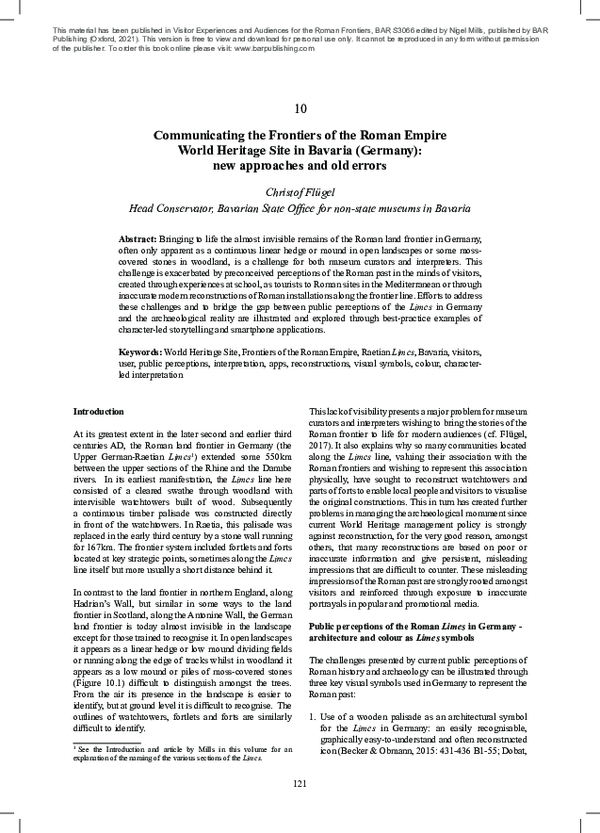 (PDF) Communicating the Frontiers of the Roman Empire World Heritage ...