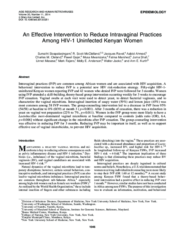 (PDF) An Effective Intervention to Reduce Intravaginal Practices Among ...