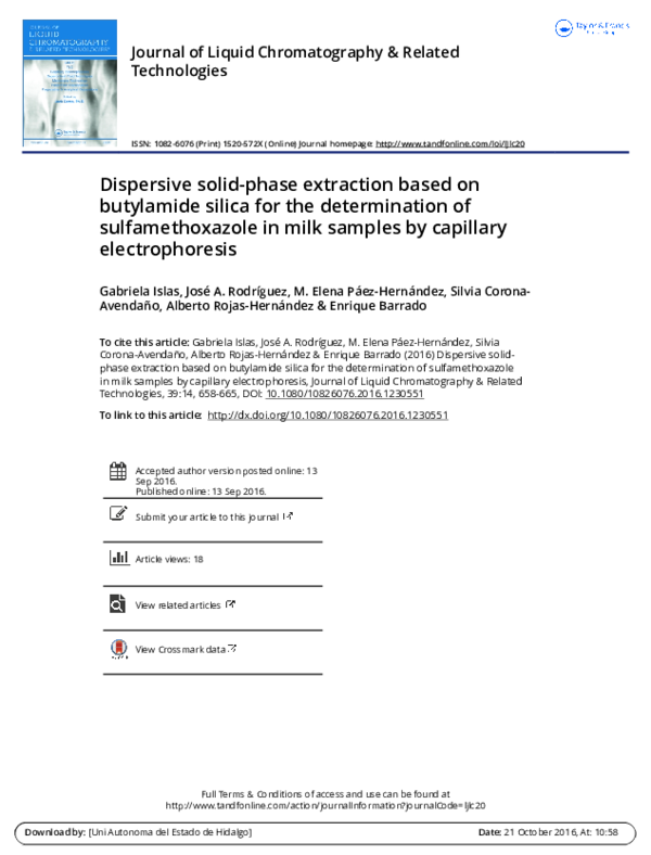 (PDF) Dispersive solid-phase extraction based on butylamide silica for ...