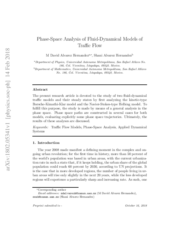 (PDF) Phase-Space Analysis of Fluid-Dynamical Models of Traffic Flow