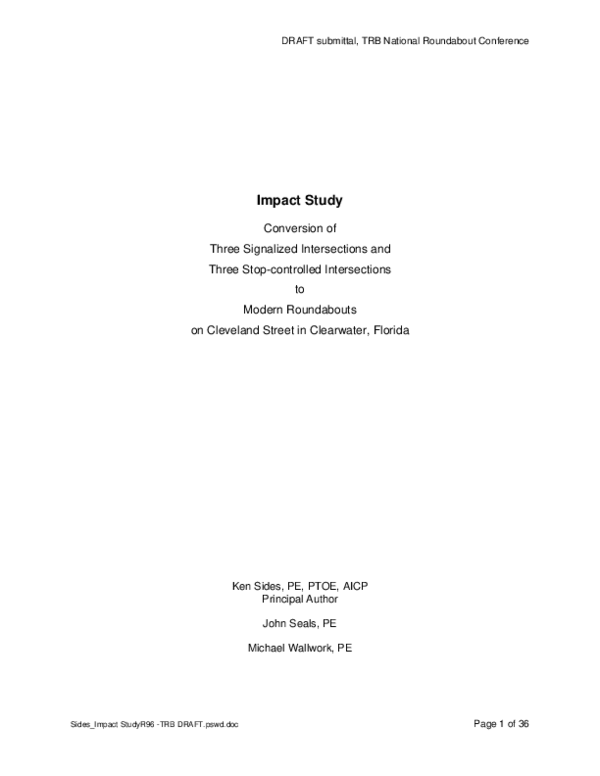(PDF) Impact Study: Conversion of Three Signalized Intersections and Three Stop-controlled ...